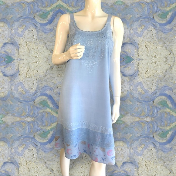 raya sun | Dresses | Raya Sun Light Blue Cottonrayon Embroidered ...